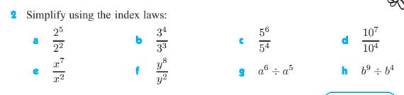 10C2MAT24: Index laws practice A | MHOL